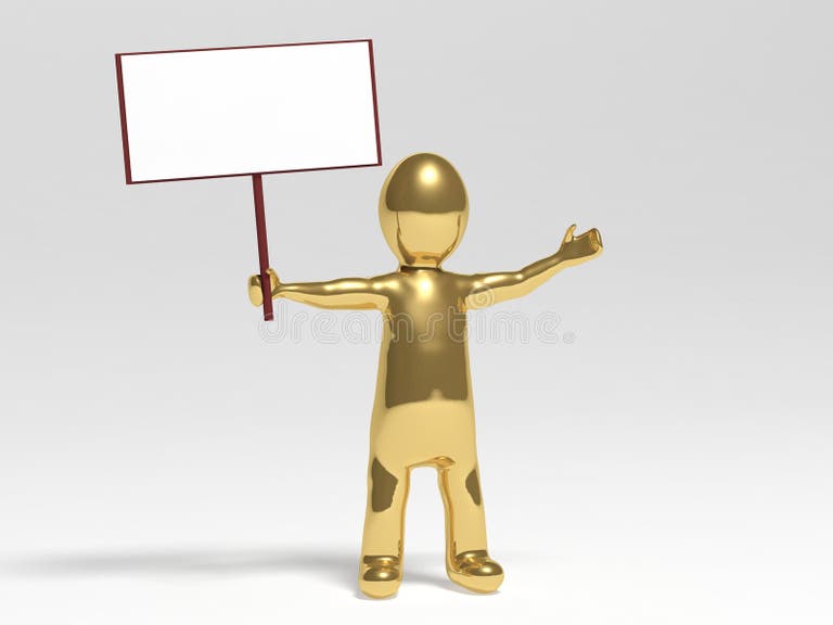 3d man with sign board stock illustration. Illustration of bulletin ...