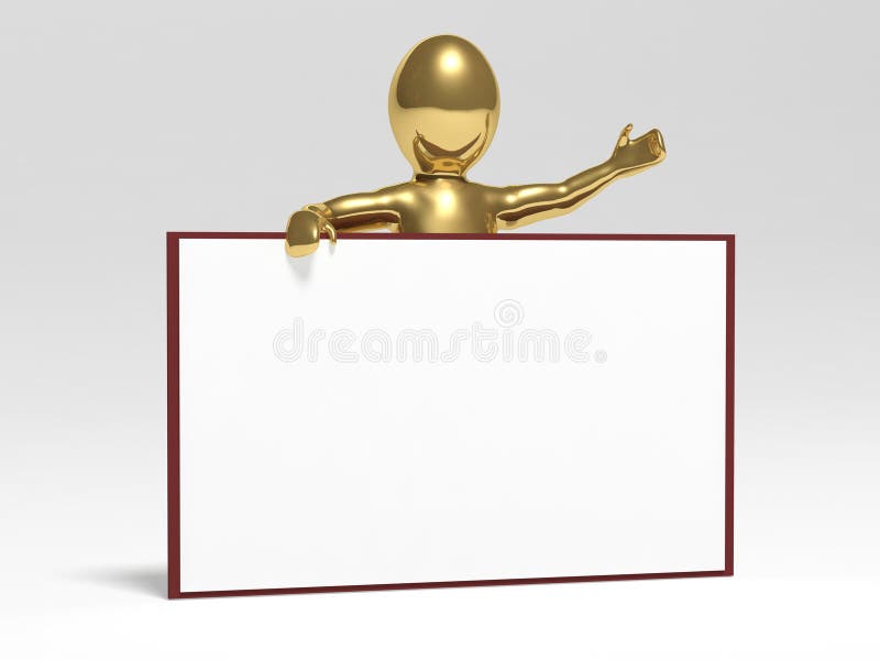 3d man with sign board stock illustration. Illustration of display ...
