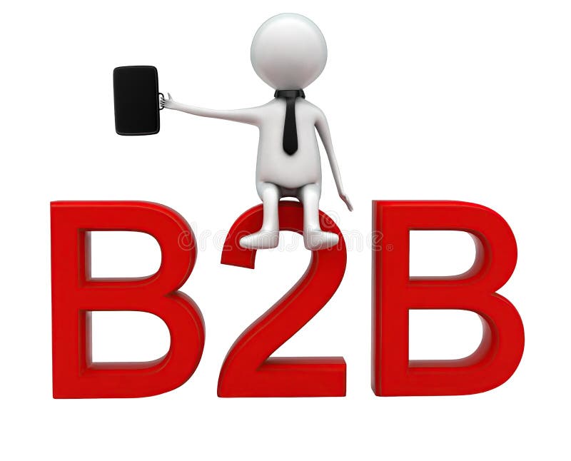 3d Man Sitting on B2b Text Concept Stock Illustration - Illustration of ...