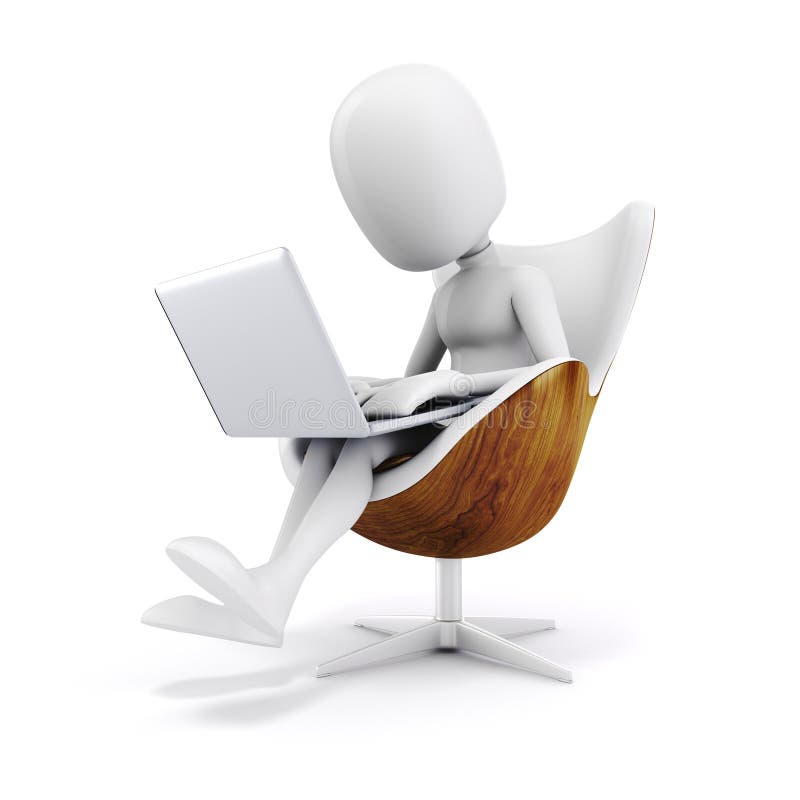 3d Man, Working At Computer Stock Illustration - Illustration of ... 3d Man, Working At Computer Stock Illustration - Illustration of ...