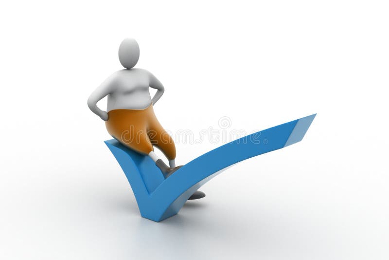 3d Man Sitting on the Right Mark Stock Illustration - Illustration of ...