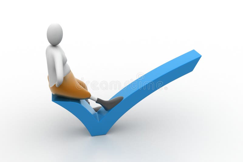 3d Man Sitting on the Right Mark Stock Illustration - Illustration of ...