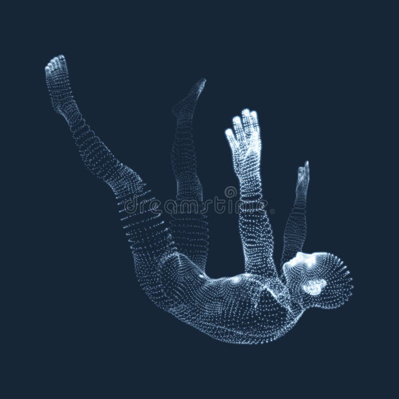 3d Man Slipping and Falling. Silhouette of a Man Fallen Down. 3D Model ...