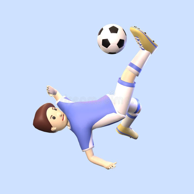 3D Man Soccer Player Rendered Illustration Isolated on the Blue ...