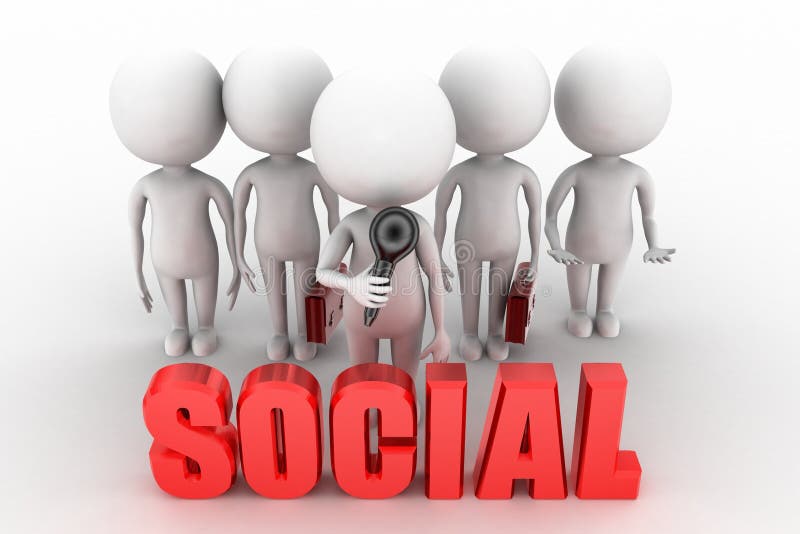 3d People with Social Media Puzzle Stock Illustration - Illustration of ...