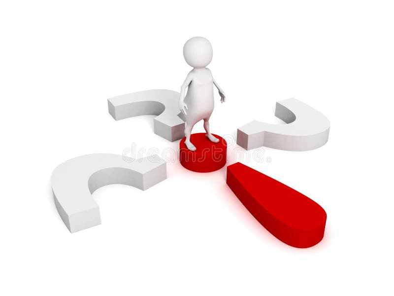 3d Man Solve a Problem with Question Marks Stock Illustration ...