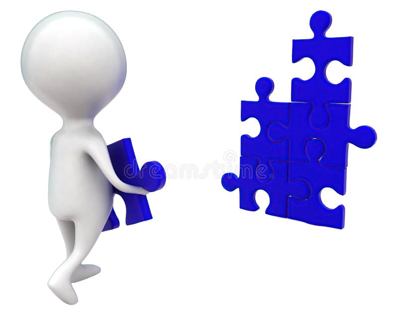 3d man with puzzle stock illustration. Illustration of idea - 16574875
