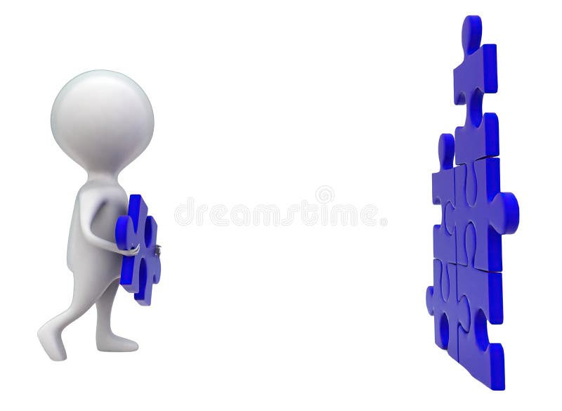 3d man with puzzle stock illustration. Illustration of idea - 16574875