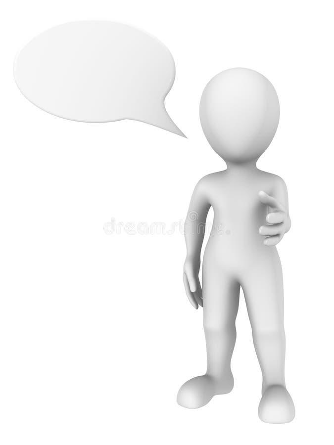 3D man with a talk bubble stock illustration. Illustration of talking ...