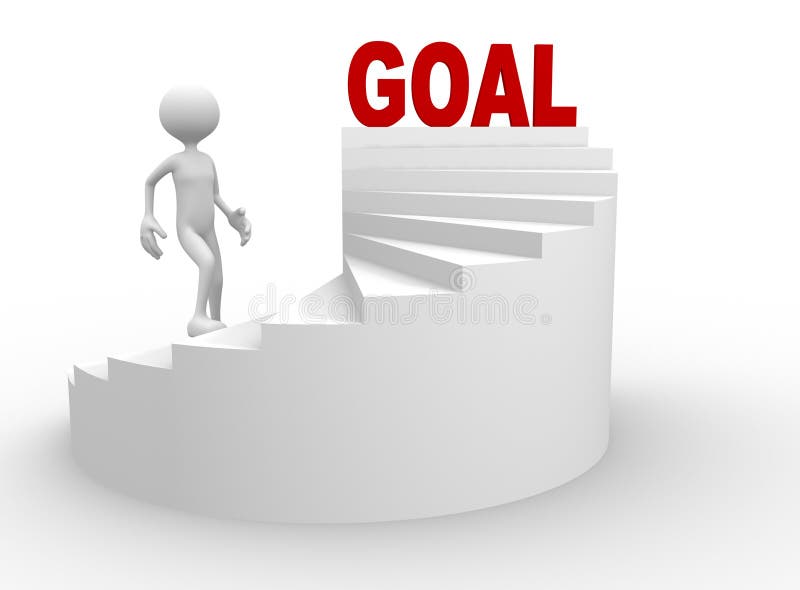 3d Man with Stair and Word Goal Stock Illustration - Illustration of ...
