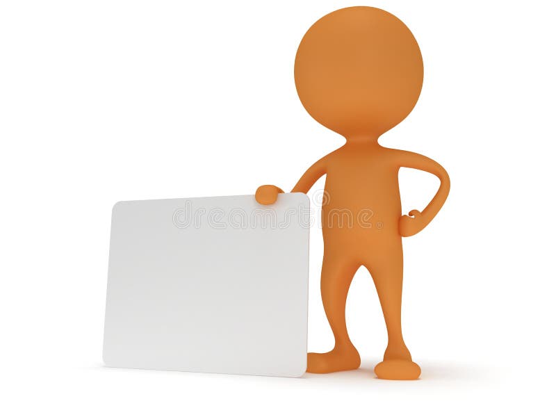 3d Man Stand with Blank White Board. Stock Illustration - Illustration ...