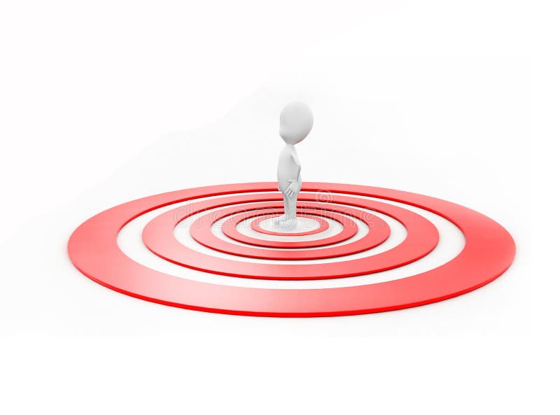 3d Man Standing in the Centre on Target / Aim Concept Stock ...