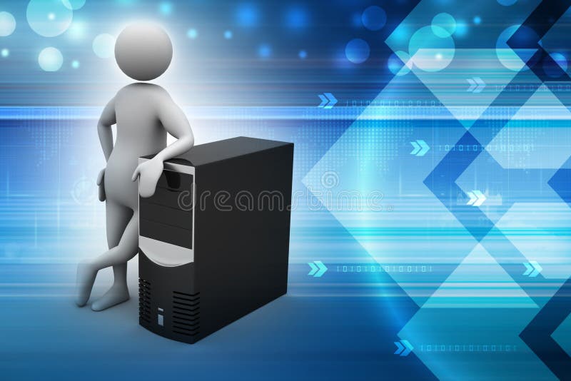 3d Man Standing Near the Data Centre Stock Illustration - Illustration ...