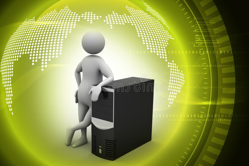 3d Man Standing Near the Data Centre Stock Illustration - Illustration ...