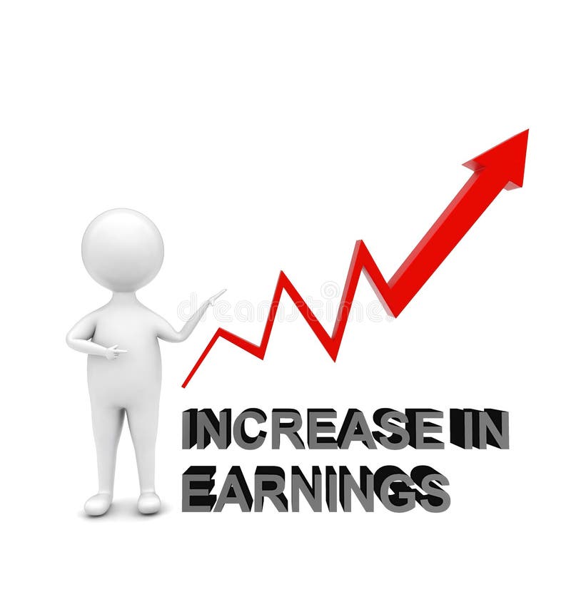3d Man Standing and Pointing is Hand Towards a Upward Arrow Graph ...