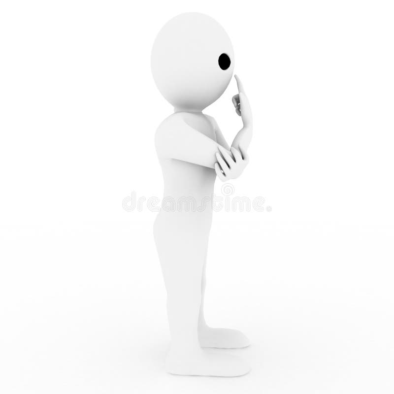 3d Man Standing Still and Thinking about Something Illustration Stock ...
