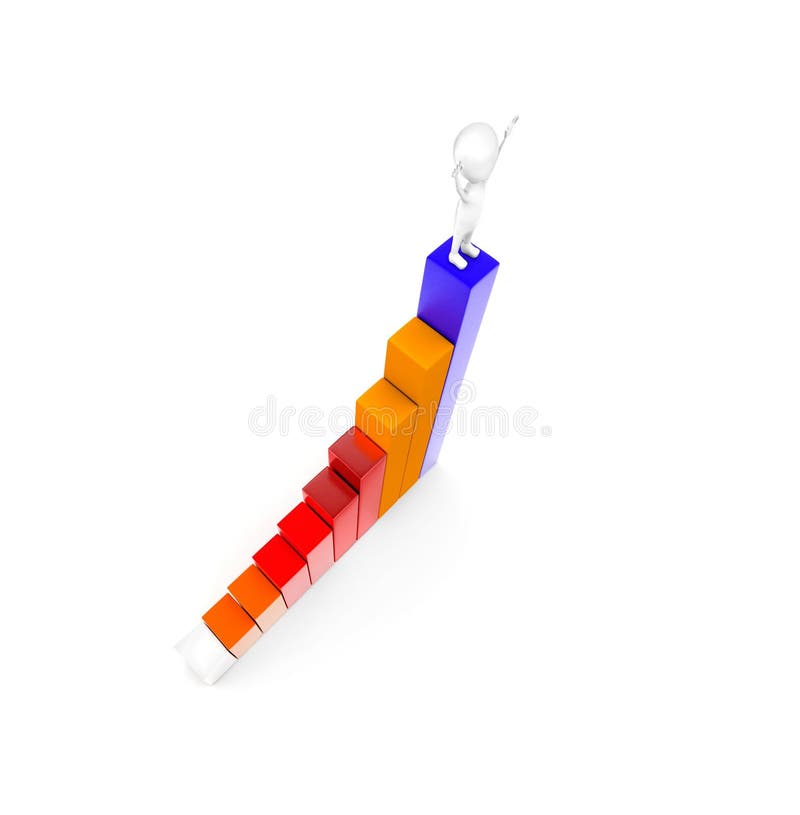 3d Man Standing on the Top of the Higher Static Graph Concept Stock ...