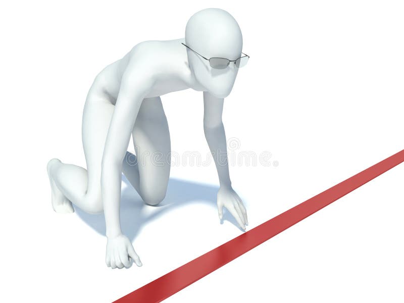 3d Man in Starting Position at Starting Line. Human Character Stock ...