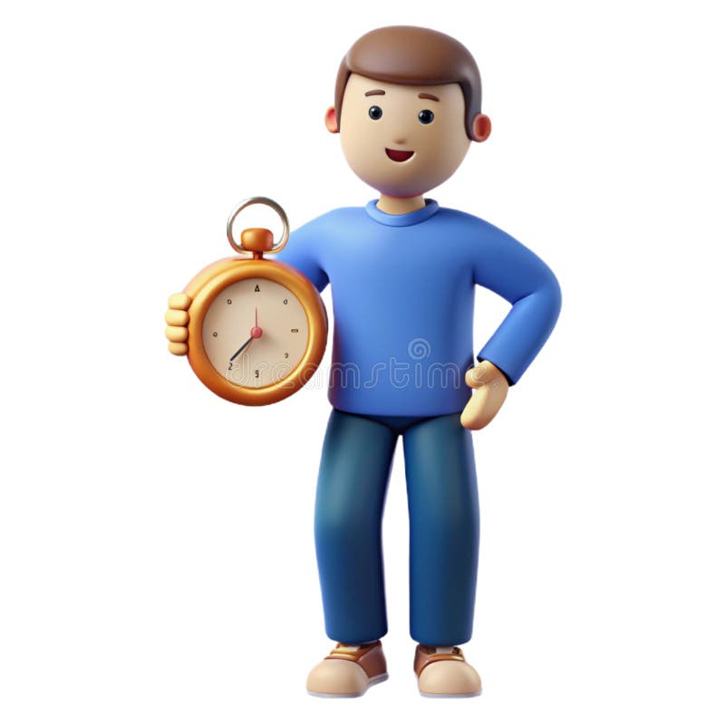 3D Man with Stopwatch Isolated on White Stock Illustration ...