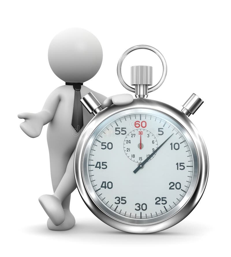 3d Man with Stopwatch on White Background Stock Illustration ...