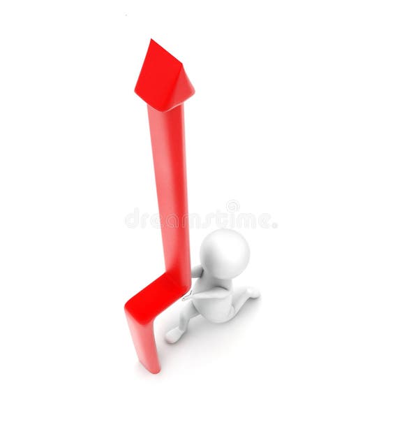 3d Man Supporting a Arrow Concept Stock Illustration - Illustration of ...
