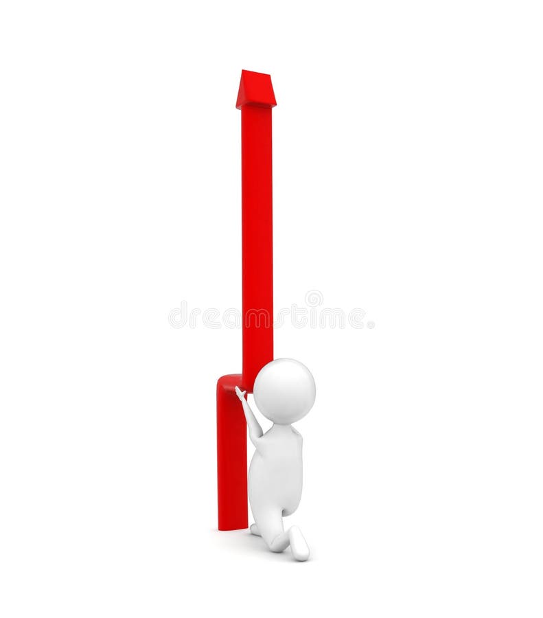 3d Man Supporting a Arrow Concept Stock Illustration - Illustration of ...