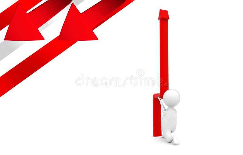 3d Man Supporting a Arrow Concept Stock Illustration - Illustration of ...