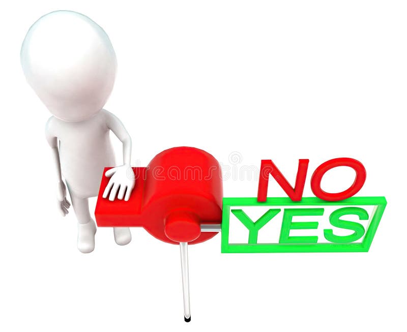 3d Man with Switch that Can Change Yes and No Concept Stock ...
