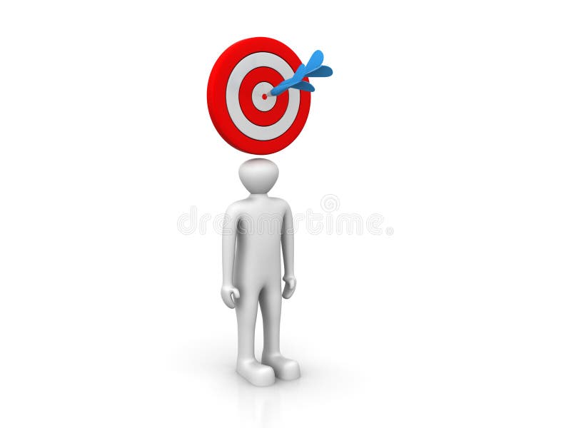 3d Man, With A Target And Arrows Stock Illustration - Illustration of ...