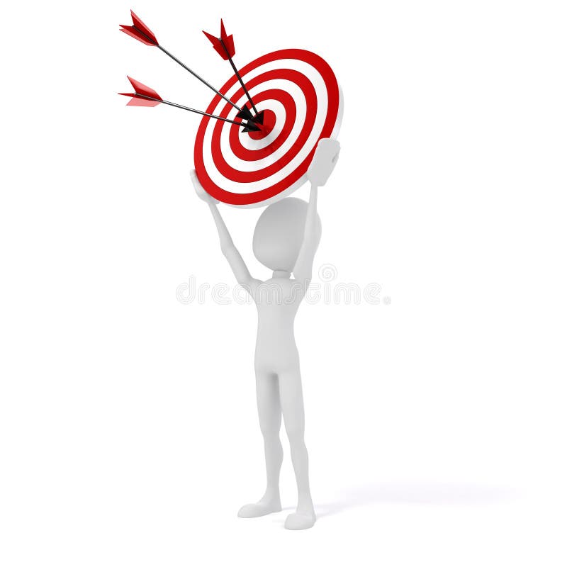 3d Man With Target And Arrows Stock Illustration - Illustration of ...