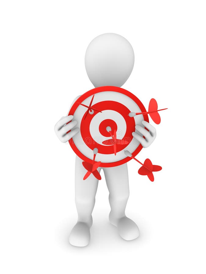3d Man with Target in Hands. Stock Illustration - Illustration of human ...