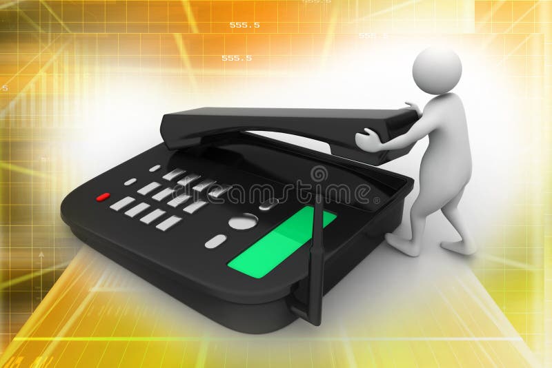 3d man with telephone stock illustration. Illustration of retro - 39124799