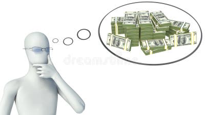 3d Man Thinking about Money Stock Illustration - Illustration of ...
