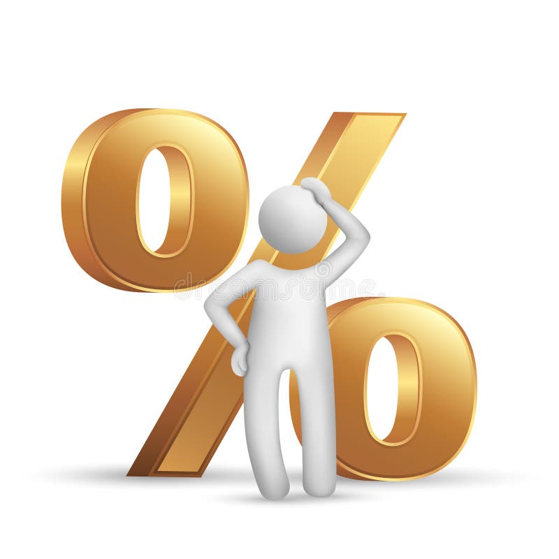 3d Man Thinking with a Percentage Symbol Stock Vector - Illustration of ...