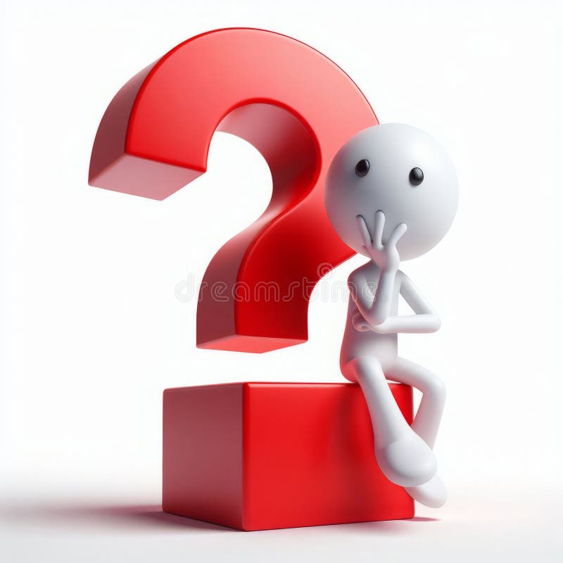 3D Man Thinking Photo with Big Question Mark Stock Illustration ...