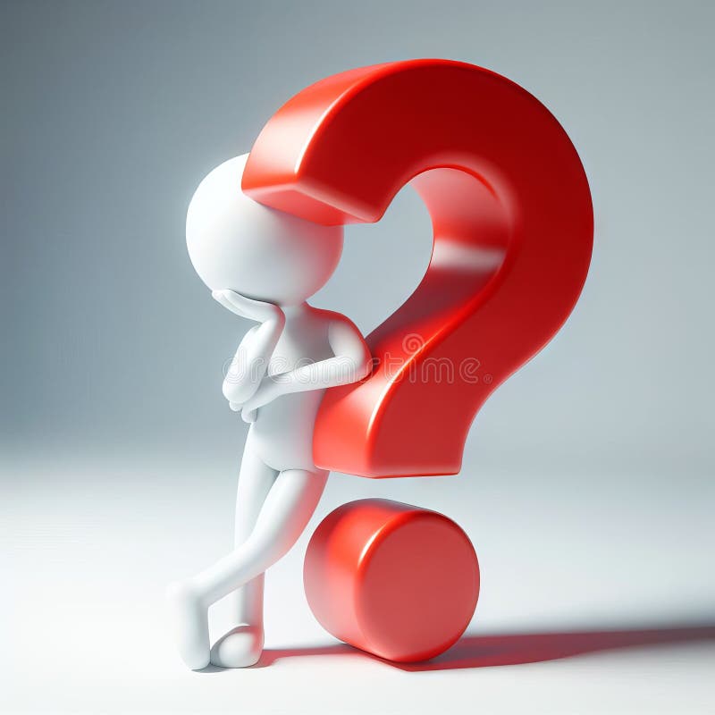 3D Man Thinking Photo with Big Question Mark Stock Illustration ...