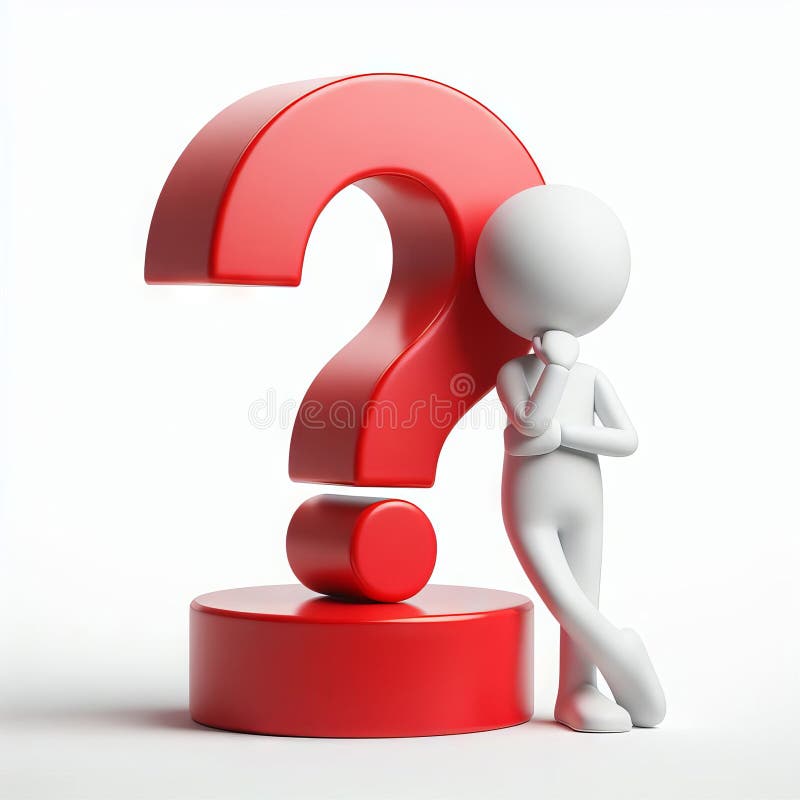 3D Man Thinking Photo with Big Question Mark Stock Illustration ...