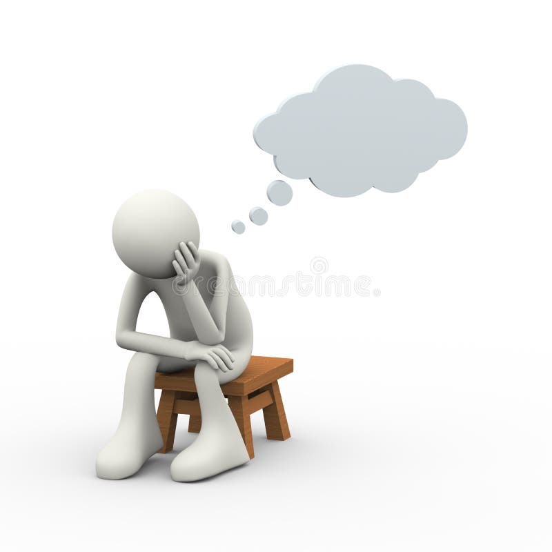 3d Man Thinking with Thought Bubbles Stock Illustration - Illustration ...