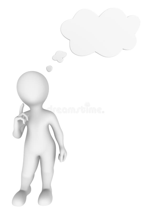 3d Man Thinking with Thought Cloud Stock Illustration - Illustration of ...