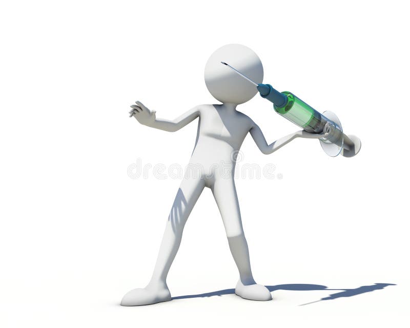 3d man throwing a syringe stock illustration. Illustration of medicine ...