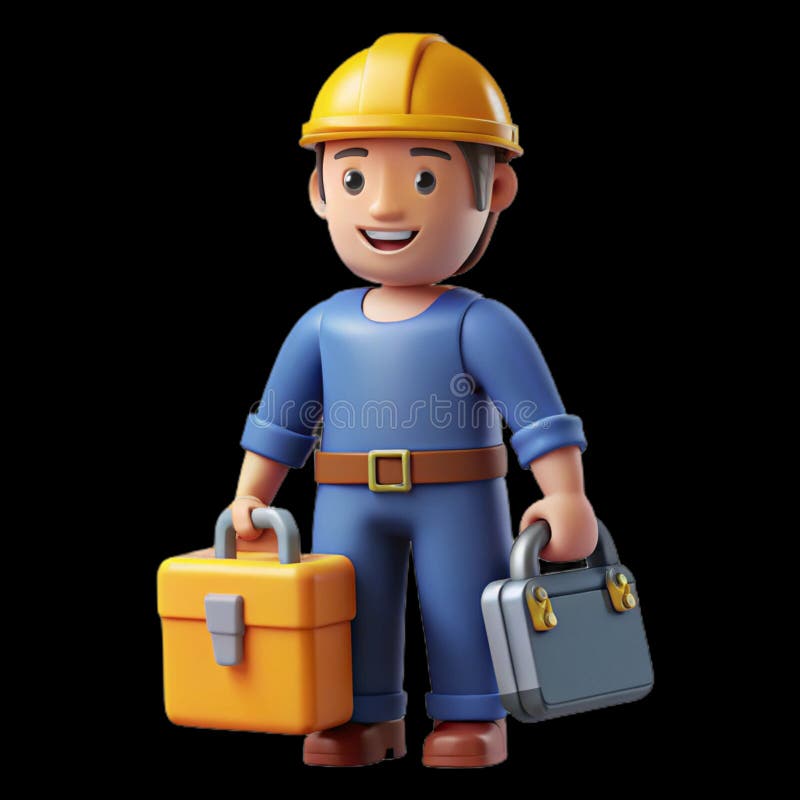 3d Man with Toolbox Isolated on White Background Stock Illustration ...