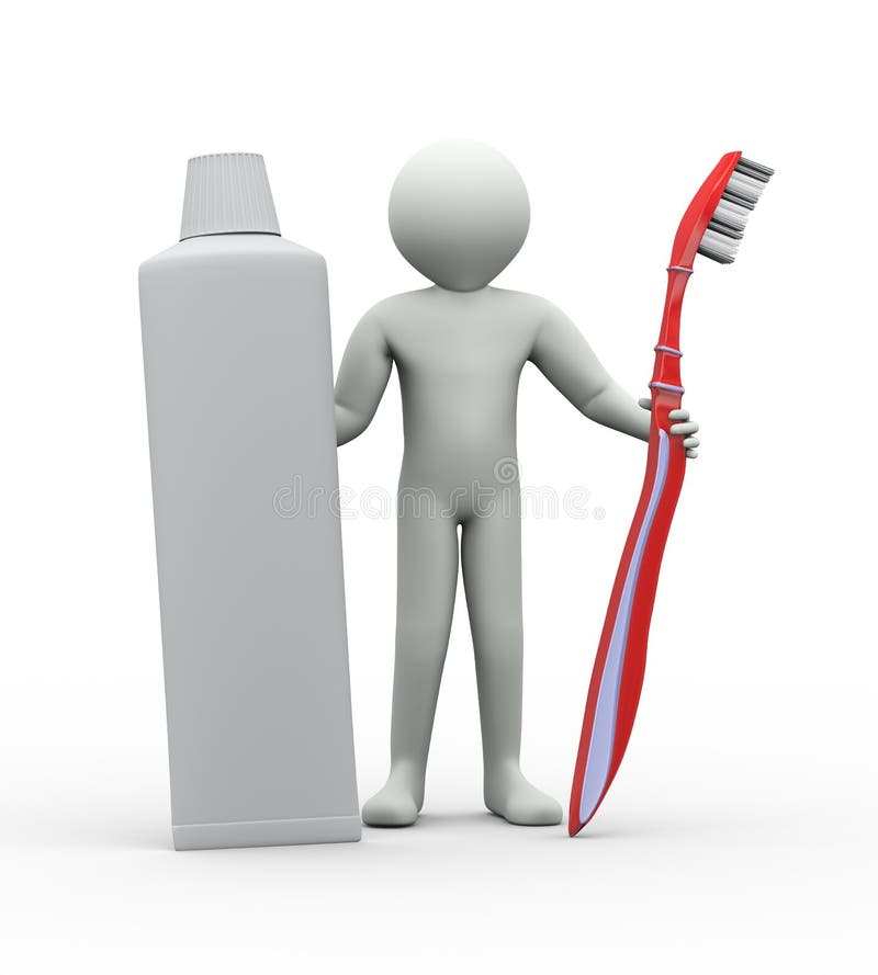 3d Man with Toothbrush and Toothpaste Tube Stock Illustration ...