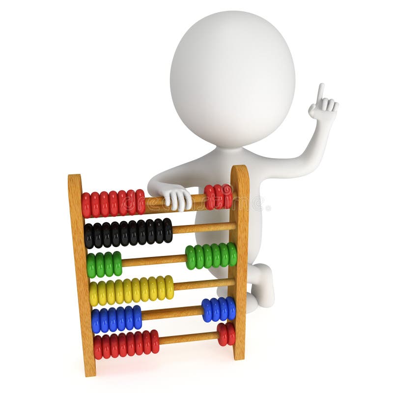 3d man with toy abacus stock illustration. Illustration of education ...