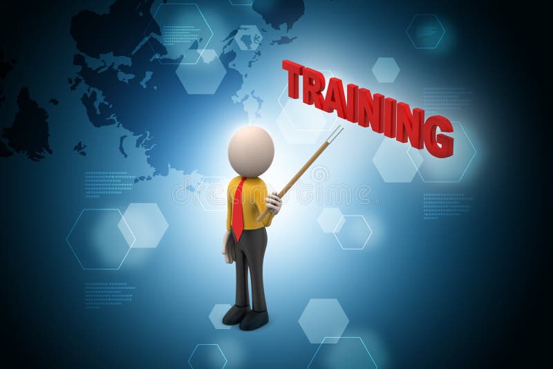3d man with training text stock illustration. Illustration of business ...