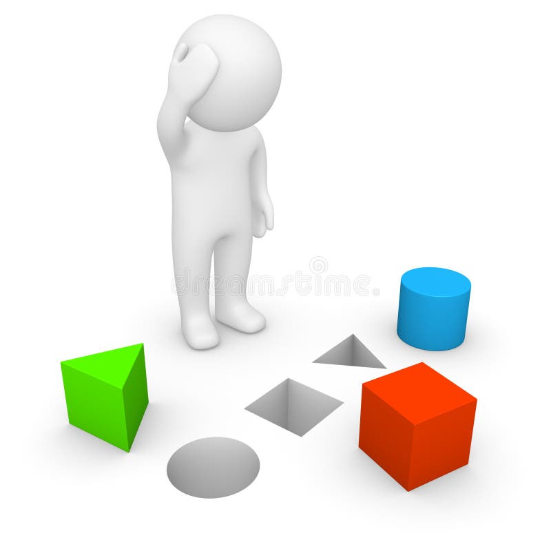 3d Man Trying To Solve Problem Stock Illustration - Illustration of ...