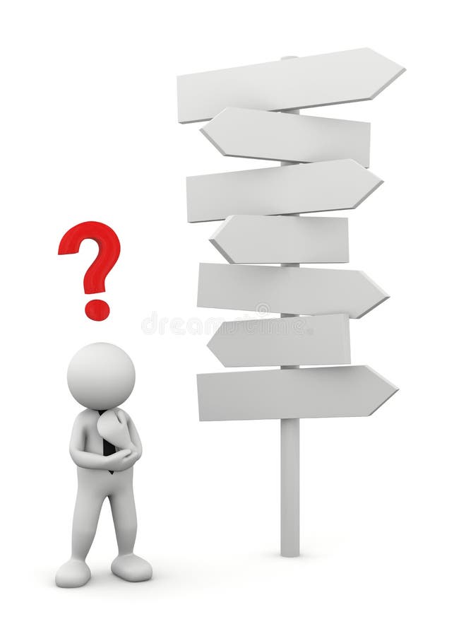 3d Man Undecided about Direction Stock Illustration - Illustration of ...