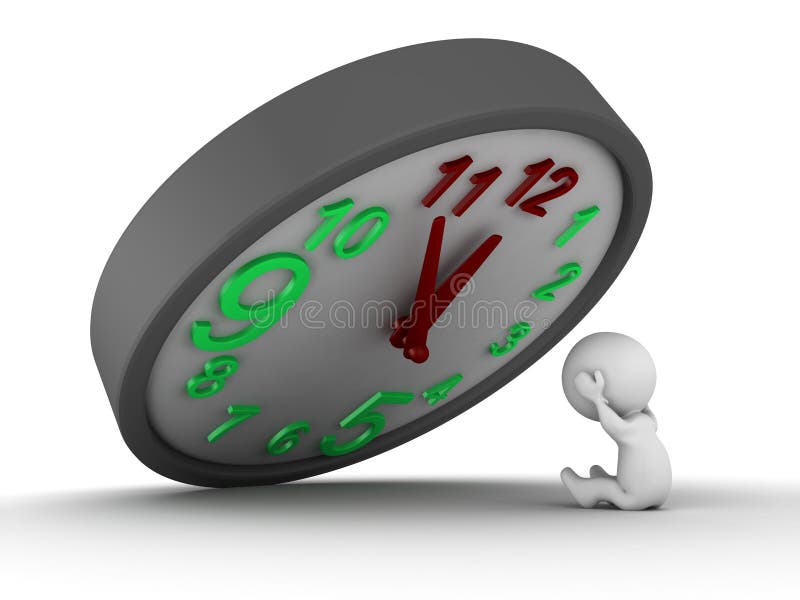 3D Man Under Overtime Pressure Stock Illustration - Illustration of ...