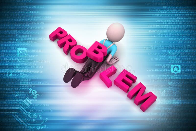 3d Man Under the Word Problem Stock Illustration - Illustration of ...