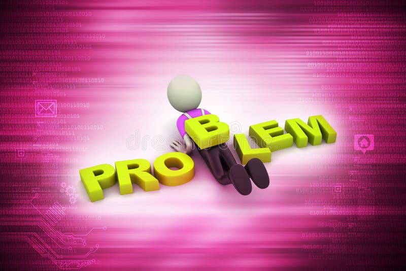 3d Man Under the Word Problem Stock Illustration - Illustration of ...