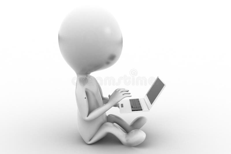 3d man working on computer stock illustration. Illustration of success ...